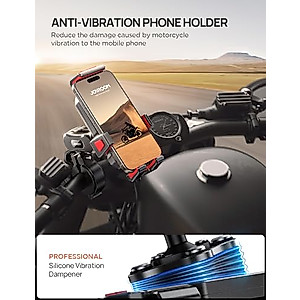 JOYROOM Aluminum Alloy Motorcycle Phone Mount with Vibration Dampener, Motorcycle Phone Holder for Motorcycle Harley Bike Bicycle Scooter ATV/UTV, Compatible with iPhone, Samsung, All Cell Phones