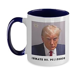 Cute But Rude Donald Trump Mugshot Mug Election 2024 Coffee Cup Inmate No. P01135809 Two Toned Mugs