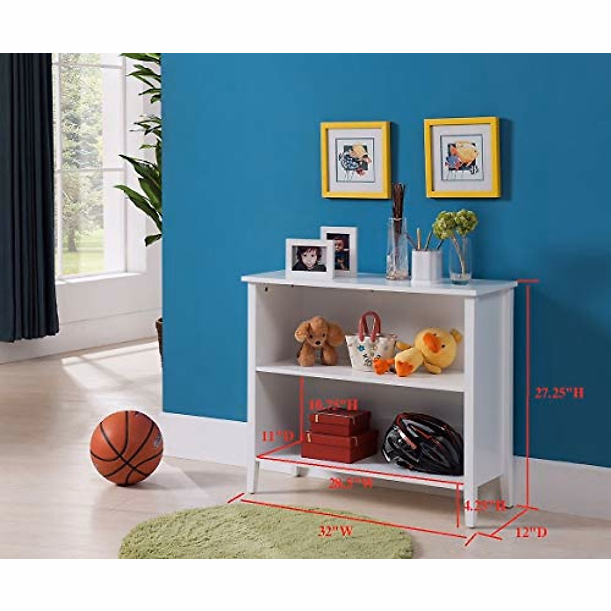 Kings Brand Furniture - 2-Shelf Wooden Bookcase Bookshelf Display Storage and Organizer, White