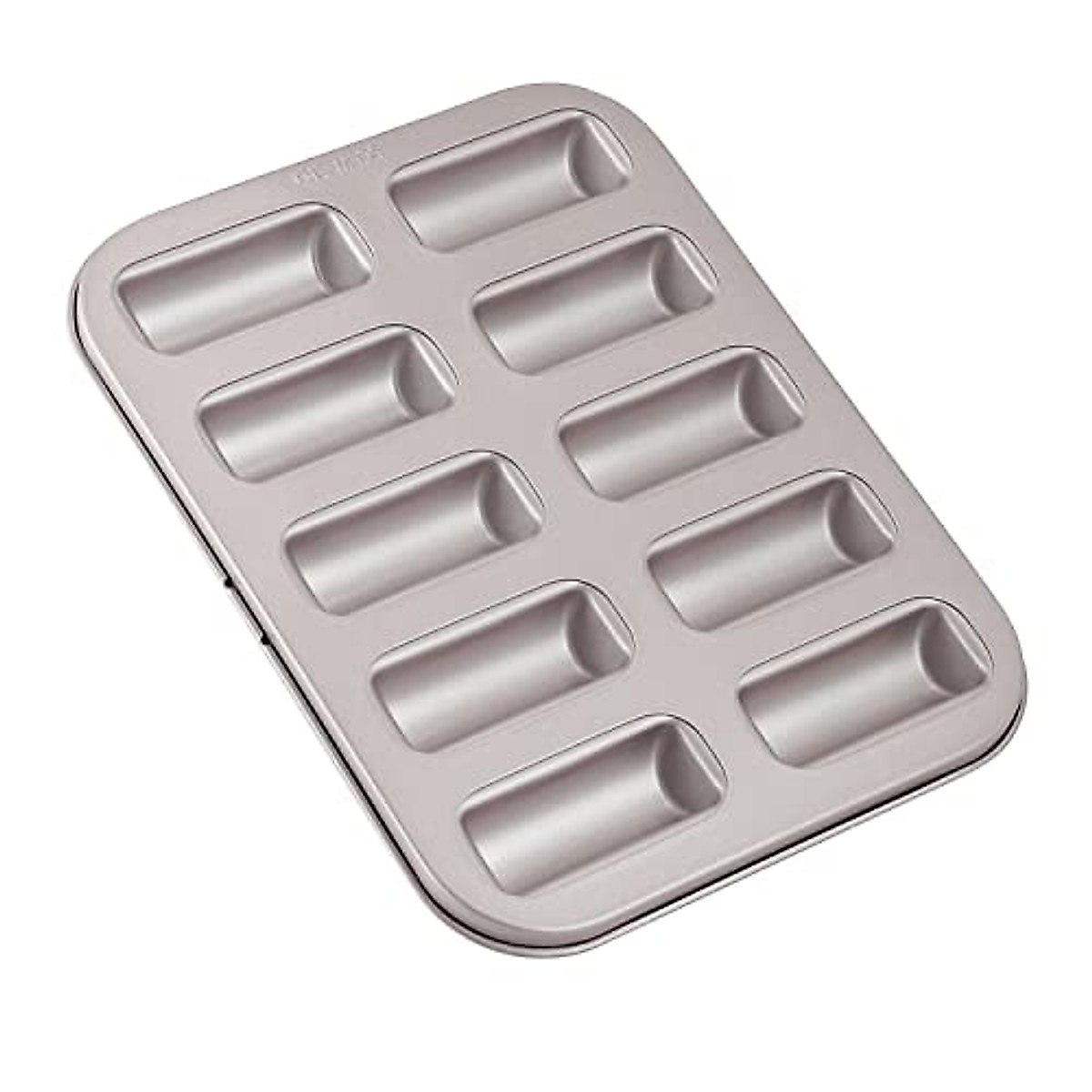 CHEFMADE Financier Cake Pan, 10-Cavity Non-Stick Rectangle Muffin Pan Biscuits Cookies Bakeware for Oven Baking (Champagne Gold)