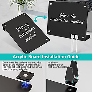 2PCS Black Acrylic Dry Erase Board with Stand for Desk, 16x12 Large Desktop Monthly Whiteboard Magnetic Fridge Calendar Memo Board, Daily Planner Blackboard Easel for Office, School