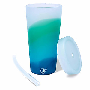 Silipint: Silicone 22oz Straw Tumblers: 2 Pack - Mountain Air - Unbreakable Cups, Hot or Cold, Sustainable, Airtight Lid, Travel