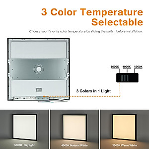 Mcacggo Black 2x2 Surface Mount LED Panel Lights, 40W-30W-20W & 5000K-4000K-3000K Selectable, 0-10V Dimmable, Square, for Kitchen, Shop, 100-277V, ETL, 2 Pack