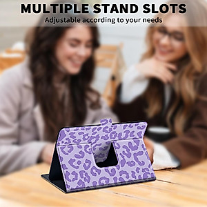 Universal Case for 10.5-11.5 inch Tablet, Leather Stand Protective Case Cover for 10.5" 11" 11.5" Tablet with Adjustable Fixing Silicon Band, Purple Leopard