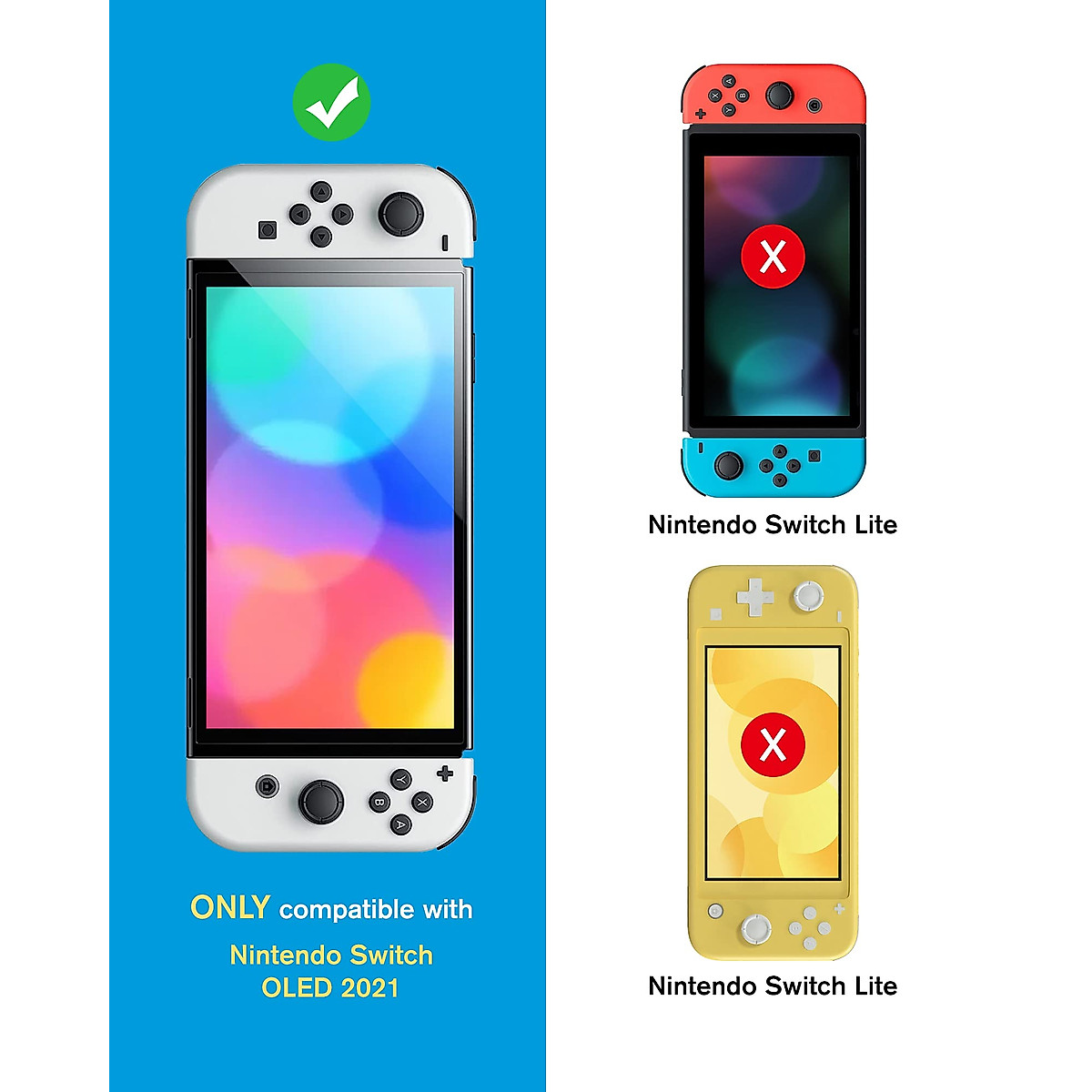 MOBDIK Tempered Glass Screen Protector for Nintendo Switch OLED Model 2021 EZ Kit, Automatic Alignment, 2 Pack