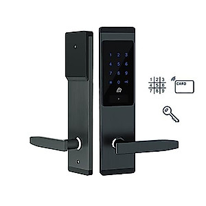 RFID Card Apartment Anti-Theft Swiping Ppassword Induction Electronic Lock+Card (Left Pull, Black+APP)