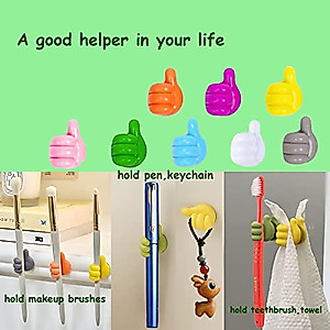 MOODKEY 16PCS Self-Adhesive Silicone Thumb Hooks Multi-Function Cable Holder Wall Decoration Finger Hook for Earphone,Toothbrush,Key,Makeup Brush Home&Office Wall Storage Wire Desk Organizer