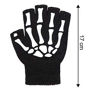 Cooraby Halloween Skeleton Gloves Glow in The Dark Knitted Mechanic Gloves