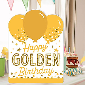 Big Dot of Happiness Golden Birthday - Happy Birthday Giant Greeting Card - Big Shaped Jumborific Card - 16.5 x 22 inches