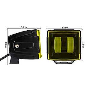 SufeMotec 6D 3 Inch Yellow Led Fog Light, 12V 24V Flood Beam 4x4 Offroad Driving Lights, Led Work Pods Light for Motorcycle ATV UTV SUV Car Truck Pickup (Pack of 2)