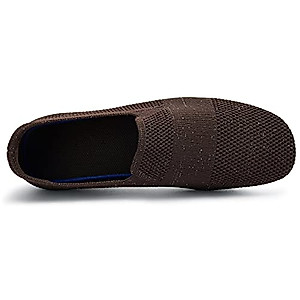 ZZS Women's Slip On Walking Shoes Mesh Loafers Tennis Casual Flat Knit Comfort Work Athletic Sneakers Dark Brown