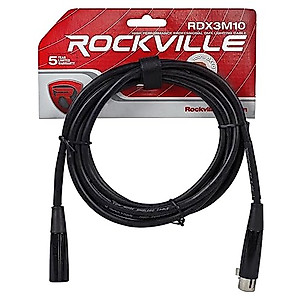 (6) Rockville RockPAR50 LED RGB Compact Par Can DJ/Club/Stage DMX Wash Light - White Bundle with (1) RDX3M25 25 Foot 3 Pin DMX Lighting Cable, (5) RDX3M10 10 Foot 3 Pin DMX Lighting Cable (12 Items)