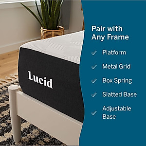 LUCID 10 Inch Memory Foam Mattress - Firm Feel - Infused with Bamboo Charcoal and Gel - Bed in a Box - Temperature Regulating - Pressure Relief - Breathable - Full Size