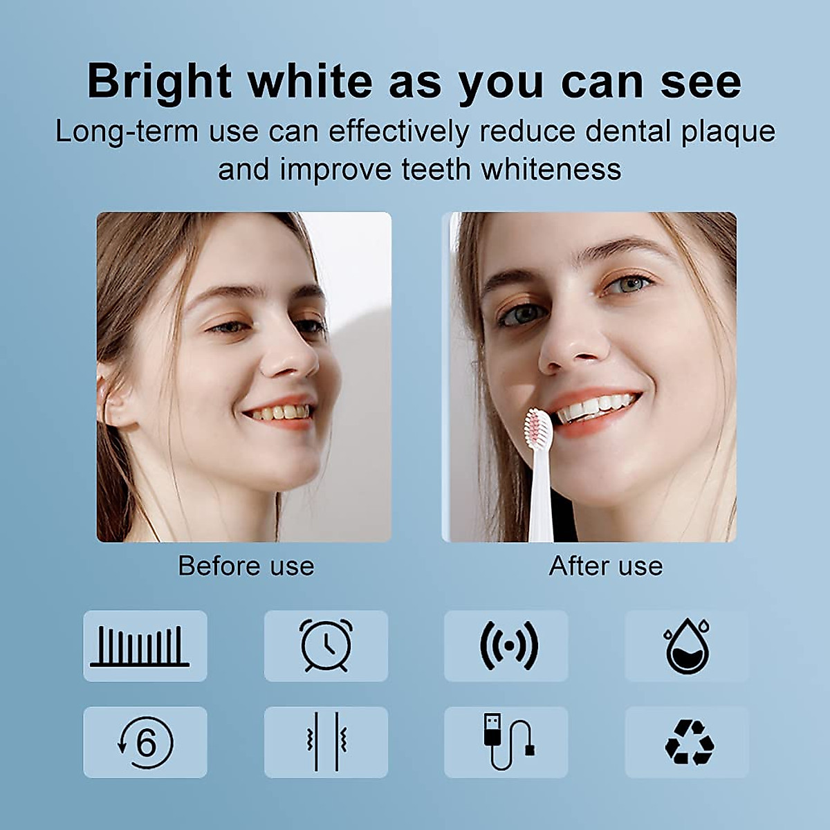 DAHOKO Electric Toothbrush for Adults, Smart Timer & Sonic Cleaning Toothbrush Electric, with 6 Brushing Modes, Brushing Cleansing Massage 3-in-1 Multifunction Electric Toothbrushes Set, White