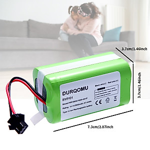 Durqomu 14.4V 2600mAh Li-ion Battery Replacement Compatible with X500 Eufy Robovac 11S MAX 12 15C 15T MAX 25C 30C G10 Hybrid G20 G30 G35 Edge R450 R500 and Ecovacs Deebot N79 N79S DN622