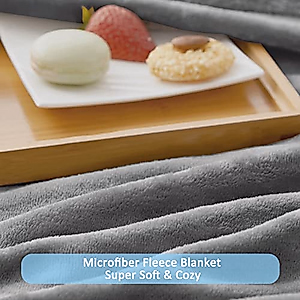 Comaza Flannel Fleece Throw Blanket- Lightweight Extra Soft & Cozy Bed Blanket Microfiber Flannel Fuzzy Blanket for Couch and Sofa.(Grey,90x90 inches)