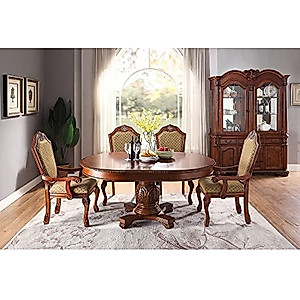 ACME Chateau De Ville Arm Chair (Set-2) - 04078 - Fabric & Cherry