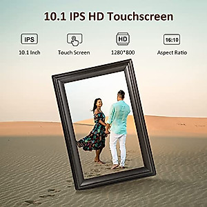 Canupdog WiFi Digital Picture Frame 10.1 Inch, 1080P IPS Touch Screen Digital Photo Frame with 16GB Memory, Auto-Rotate, Wall Mountable, Instantly Send Photos or Videos from Anywhere via Frameo App