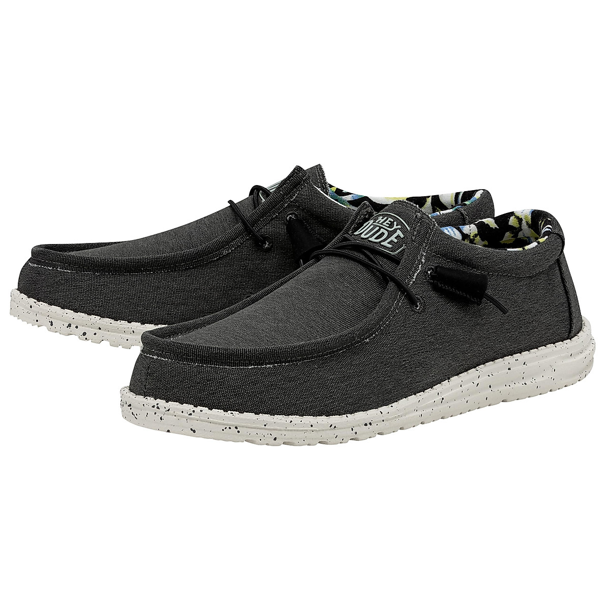 Hey Dude Men's Wally Canvas Stretch Black Size 11 | Men's Shoes | Men Slip-on Loafers | Comfortable & Light-Weight