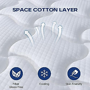 FLEXPEDIC 10" King Mattress, Memory Foam Hybrid Mattress with Space Cotton for Tight Sleep, Medium-Firm Cooling Mattress with Stronger Support, Motion Isolation &Pressure Relief