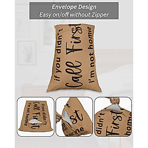 Edwiinsa If You Didn't Call First I'm Not Home Pillow Covers King Standard Set of 2 Bed Pillow, Farmhouse Brown Plush Soft Comfort for Hair/Skin Cooling Pillowcases with Envelop Closure 20''x36''