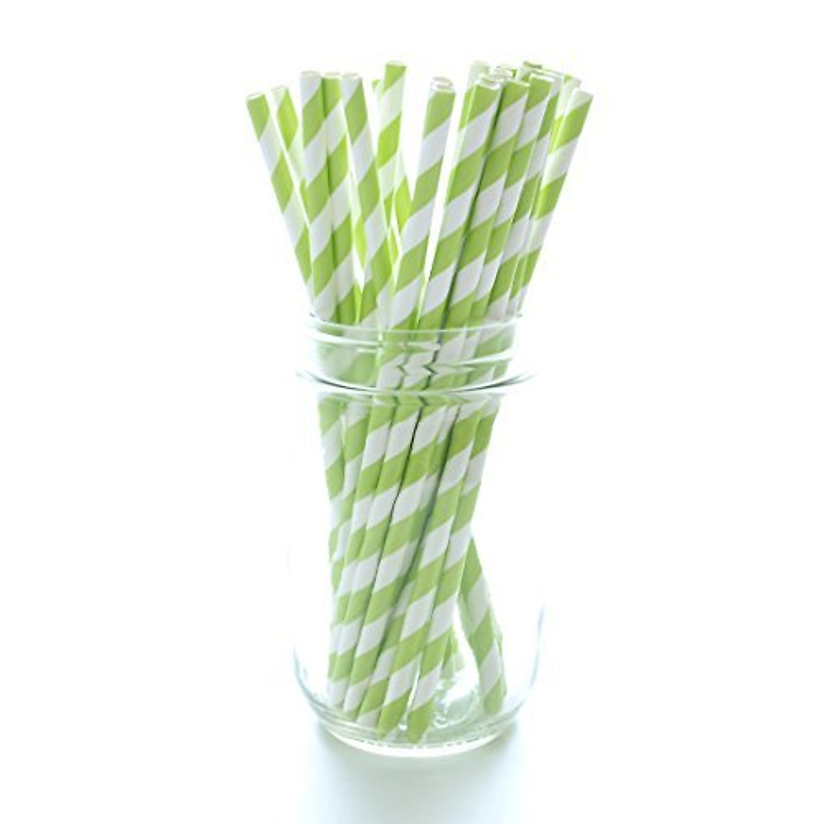 Green Striped Paper Party Straws - 25 Pack – Old Fashioned Soda Cola Straws, Christmas Lime Green Striped Straws