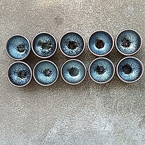 Tenmokus Tea Cup, 4PCS 50ml Chinese Small Cups, Oilspot Glaze Jian Zhan Fired in Kiln Centries' Craftsmenship Porcelain Tea Bowl Perfect for Tea Ceremony