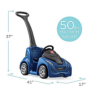 Step2 Push Around Buggy GT for Kids, Push Car with Seat Belt and Horn, Toddlers Ages 1.5 – 3 Years Old, Max Weight 50 lbs., Easy Storage, Ideal Stroller Substitute, Blue