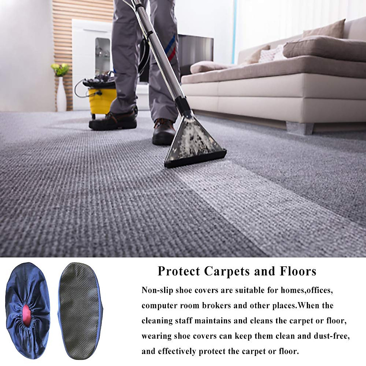 Anmerl 10 Pairs Shoe & Boot Covers, Durable Cotton Breathable Reusable Shoe Covers, Non-Slip Washable Dust Foot & Shoe Covers for Indoors Contractors Workers Shoeless Home (ExtraLarge - Navy Blue)