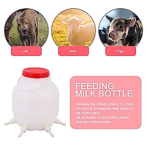 Tofficu Milk Feed Bucket Lamb Feeding Milk Bucket with Nipples Goat Sheep Calf Feeding Bucket 8L Animal Feeding Pot for Farm Lambs Piglets Dog Lamb Milk Bucket