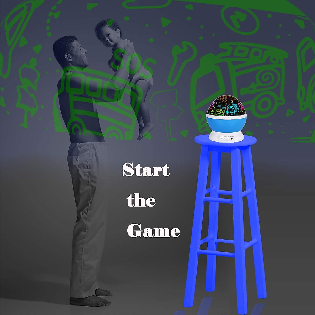 HONGID Dinosaur Night Light for Kids,Night Light Projector Built-in 12 Light Songs 360 Degree Rotating 16 Colorful Lights for Children Kids Birthday, Parties.Baby Stuff