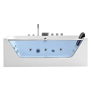 Empava 67 in. Acrylic Alcove Whirlpool Bathtub - Hydromassage Rectangular Jetted Soaking Tub with Center Drain - Waterfall Faucet