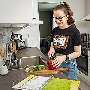 KitchenMania Sunflower Recipe Binder Kit, 8.5x9.5 Recipe Ring Binder 3 Ring Organizer Set with 50 Recipe Cards 4x6 Double Sided, 12 Category Dividers Tabs and Page Protectors