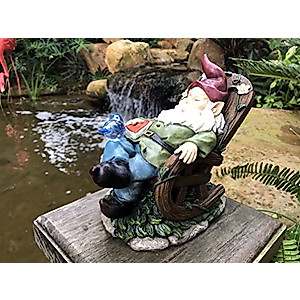 Bo-Toys Solar Powered Gnome Sleeping in a Chair LED Garden Light Decor