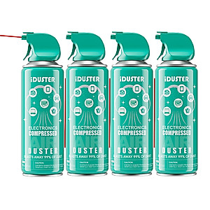 iDuster Canned Air Duster for Computer - Disposable Keyboard Cleaner Cleaning Duster for Electronics, 4PCS(10oz)