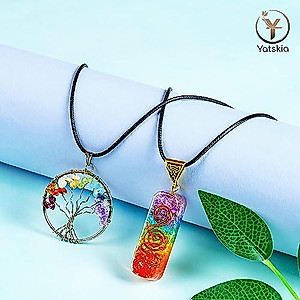 YATSKIA Seven Chakra Tree of Life - Crystal Tree for Positive Energy - Tree of Life Decor - Feng Shui Decor - Spiritual Gifts - 7 Chakra Tree, Money Tree - Stone Tree - Home Decor - Crystal Decor