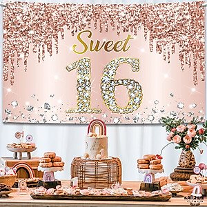 KatchOn, Sweet 16 Banner Rose Gold - Large, 72x44 Inch | Sweet 16 Party Decorations | Sweet 16 Backdrop, Sweet 16 Decorations for Girls | Sweet 16 Birthday Banner for Sweet Sixteen Party Decorations