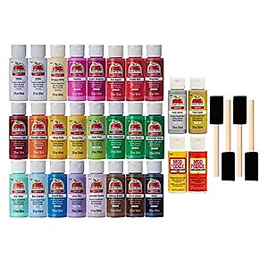 Apple Barrel PROMOABMP22 Holiday, 32 Piece DIY Set Featuring 26 Paints, 2 Mod Podge Acrylic Sealers and 4 Foam Brushes, Multi 56 Fl Oz