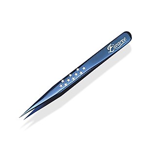 BICAREE Eyelash Extension Tweezers for Isolation & Classic Lashes, Stainless Steel Precision Tweezers (Straight, Blue)