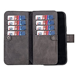 HARDISTON Premium iPhone 14 Pro Max Bi-Fold Wallet Case, MagSafe Compatible Handmade Genuine Leather Detachable Magnetic Flip Cover with Card Holders Customizable Double Fold Phone Case (Black)