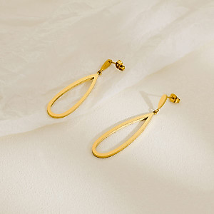 MUYAN 14K Gold Plated Waterdrop Geometric Drop Dangle Earrings for Women Stainless Steel Teardrop Dangle Earrings Trendy Jewelry