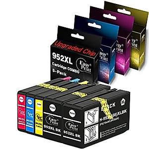 EASYPRINT High Yield Compatible 952 Ink Cartridges 952xl Used for HP OfficeJet Pro 8710/ 8720/ 8725/ 7740/ 8740/ 7720/ 8210/ 8216, (2X Black, 1x Cyan, 1x Magenta, 1x Yellow)