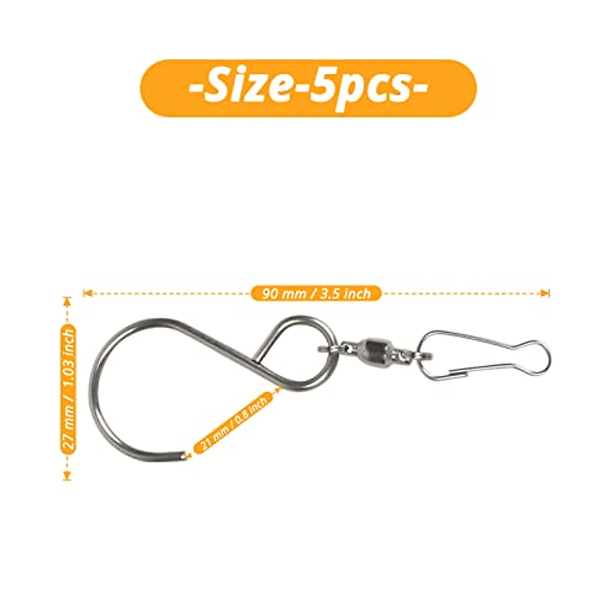 defutay 5 PCS Smooth Spinner Swivel Hook, Stainless Steel Wind Chime Hook 360 Degree Rotating Clips for Hanging Wind Spinners, Wind Chimes, Bird Feeder, Crystal Twisters Party Supplies (5 PC)