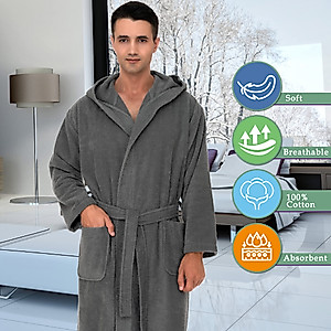 TowelSelections Mens Hooded Robe, Premium Cotton Terry Cloth Bathrobe, Soft Bath Robes for Men XX-Large Blue
