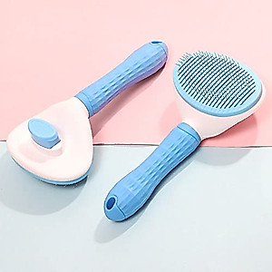 Self-Cleaning Slicker Brush Comb - Best Pet Cat Dog Grooming Long Short Hair - Shedding Loose Undercoat Tangled Haired Removes Tool - Blue
