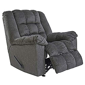 Signature Design by Ashley Drakestone Tufted Manual Rocker Recliner with Lumber Heat and Massage, Gray