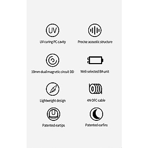 KeepHiFi CCZ Melody IEM Earphones Monitors Hybrid In Ear Headphones 1BA+1DD In Ear Monitors Headphone Wired Professional in Ear Earbuds Wired for Musicians Singers Guitarist Audiophiles (Black No Mic)