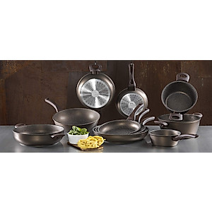 Mopita AMRP28MO101 Ambra Induction Forged Aluminum Frypan with Wood Effect Handle, 28 x 5.5 cm, Aluminium, Black