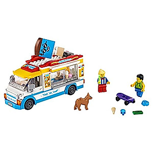 LEGO City Ice Cream Truck Van 60253 Building Toy Set - Featuring Skater Minifigures, Skateboard, and Dog Figure, Fun Gift Idea for Boys, Girls, and Kids Ages 5+