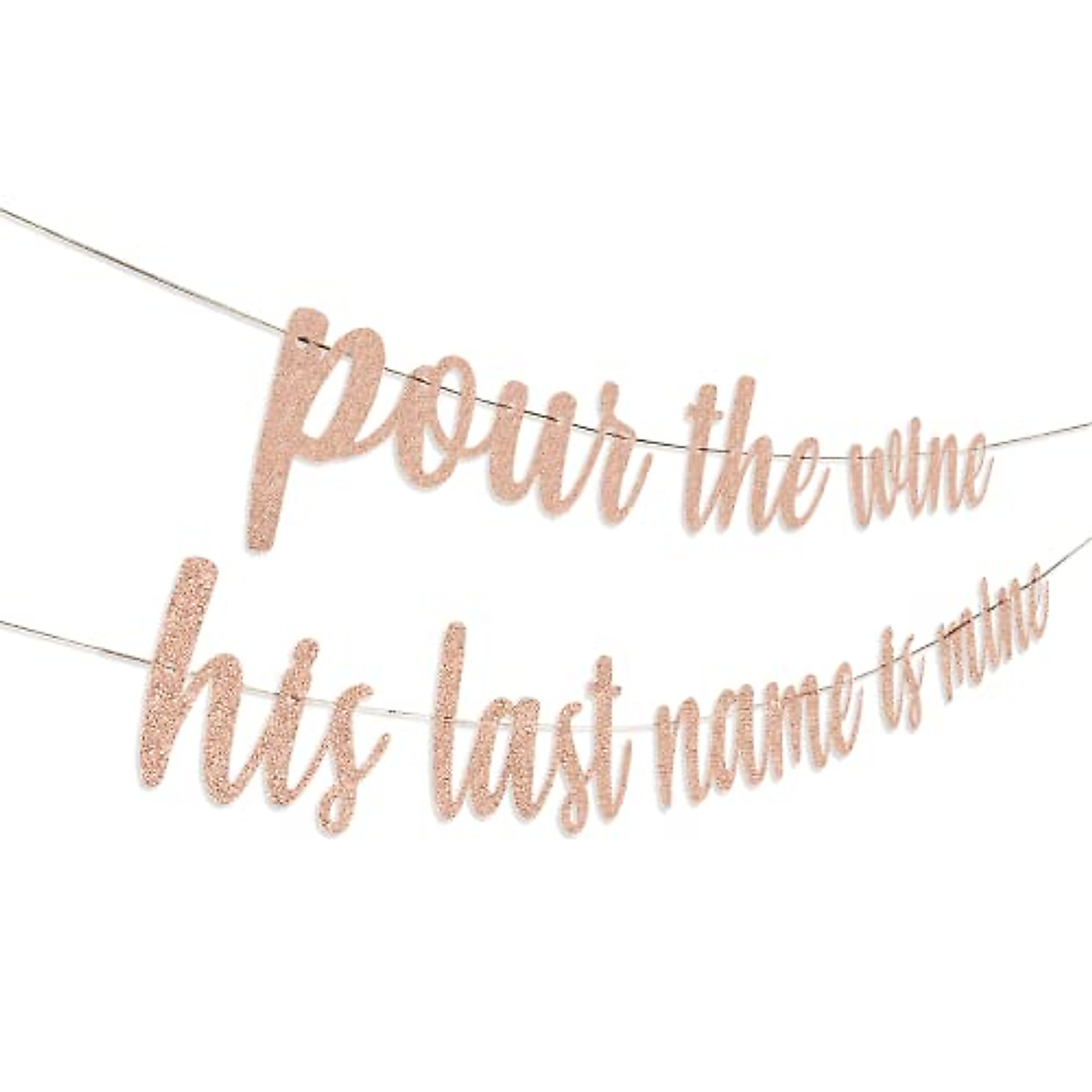 Party101 Rose Gold Glitter Banner - Bridal Shower Decorations - Bachelorette Party Decorations Favors & Supplies - Wedding Shower Decorations - Engagement Brunch Bridal Shower Decor (Pre-strung Signs)